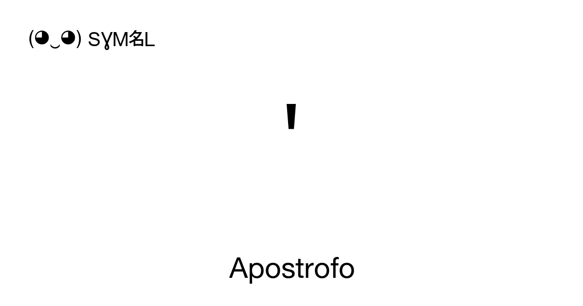 Apostrofo (Apostrofo-citazione), Numero Unicode: U+0027 📖 Scopri il ...