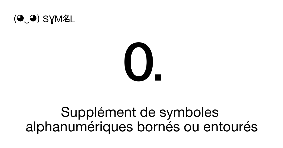Supplément de symboles alphanumériques bornés ou entourés, ‭🄀 🄁 🄂‬, 256 ...
